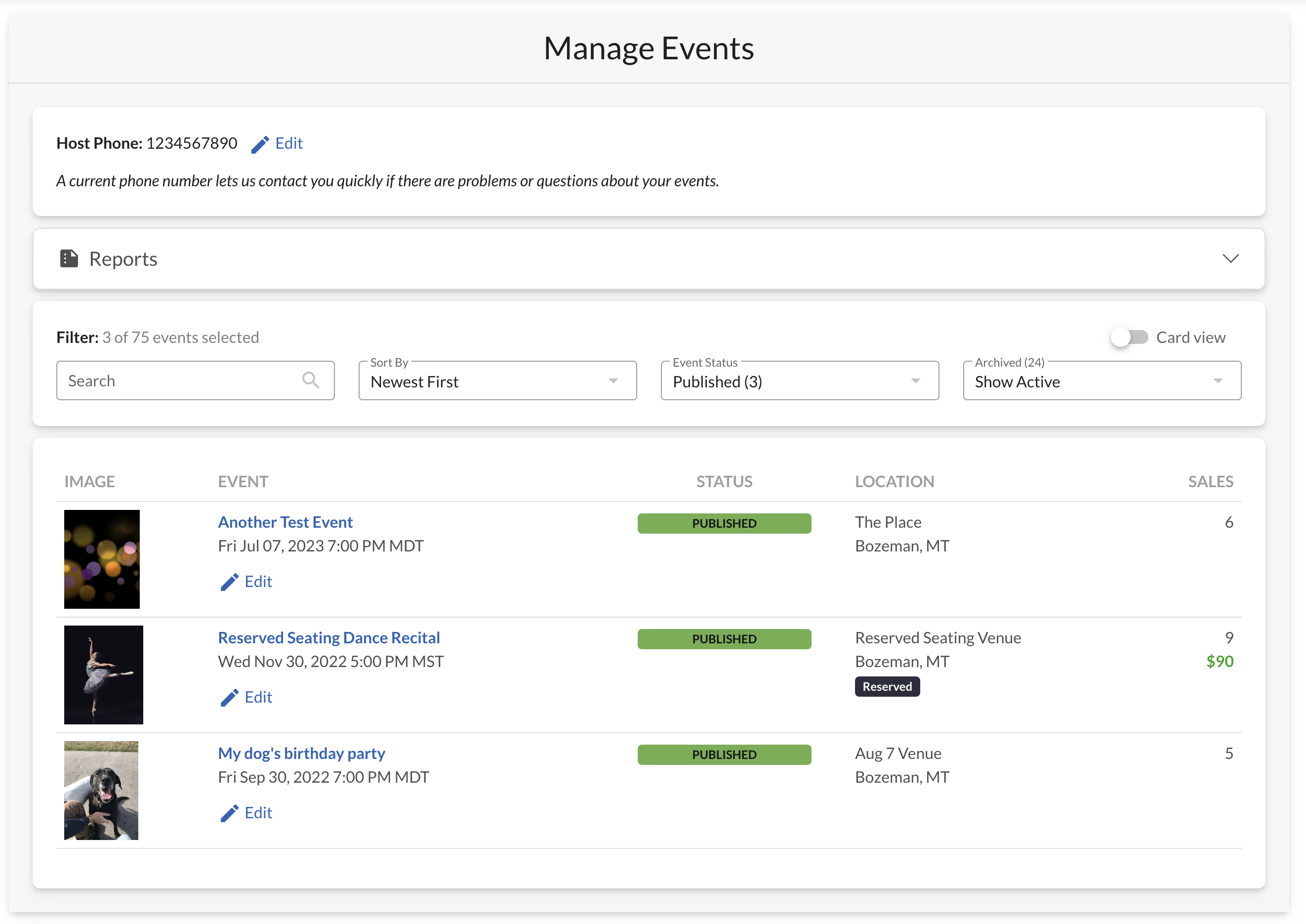 My Events (Event Dashboard) – Eventgroove
